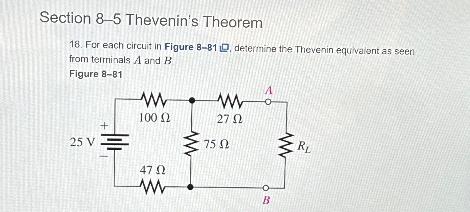 Solved Section 8-5 ﻿Thevenin's Theorem18. ﻿For each circuit | Chegg.com