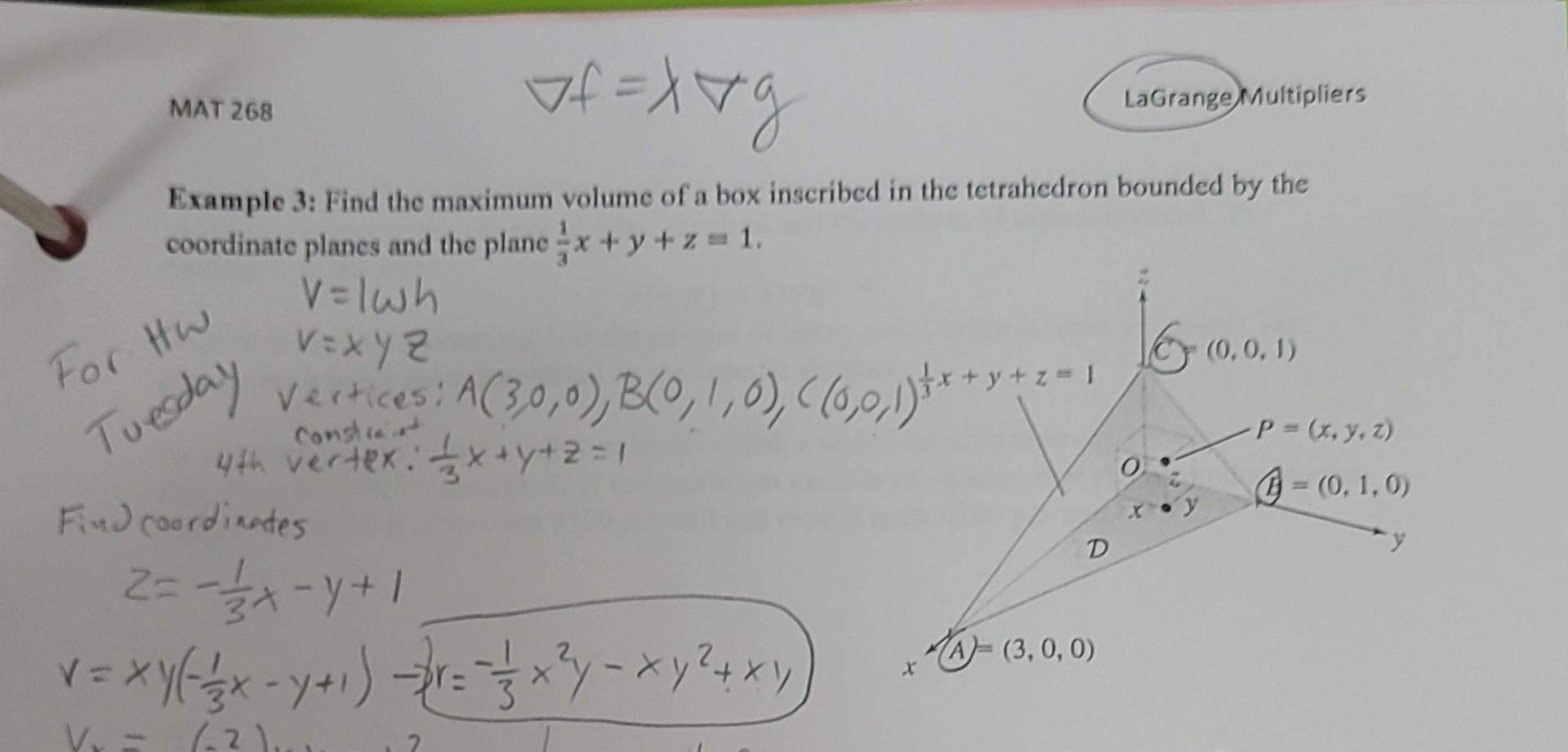 Solved MAT 268 LaGrange) Multiplie Example 3: Find the | Chegg.com