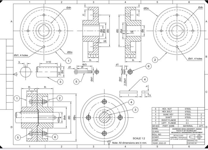 Solved Prepare sheet in autocad 1. sheet showing the | Chegg.com