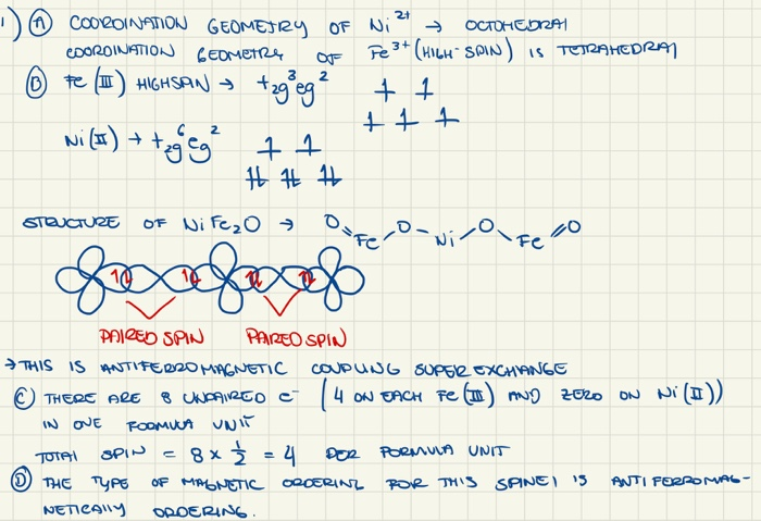 Solved 1) Spinels have the general formula MM 2X4 where M is | Chegg.com