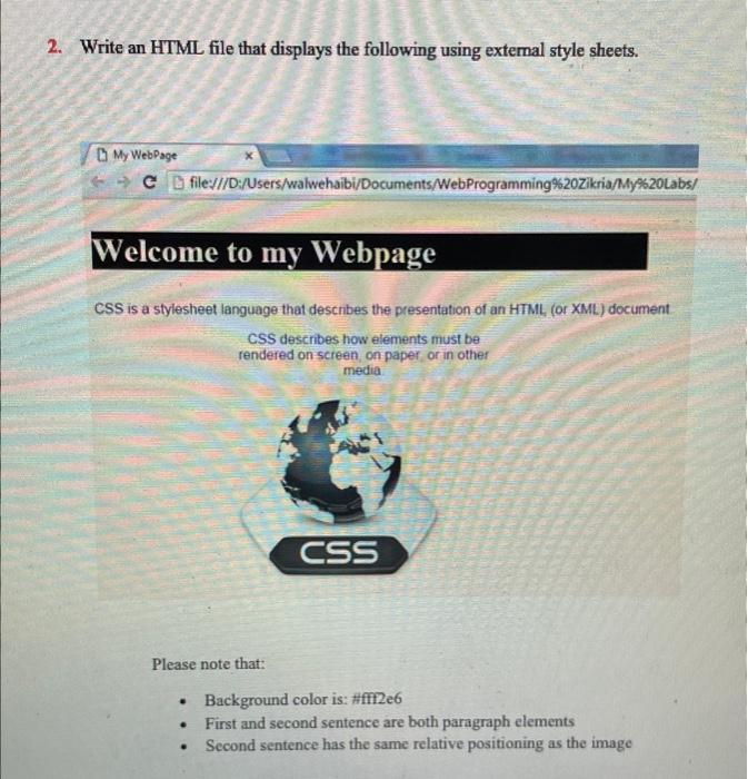 Solved 2. Write an HTML file that displays the following | Chegg.com