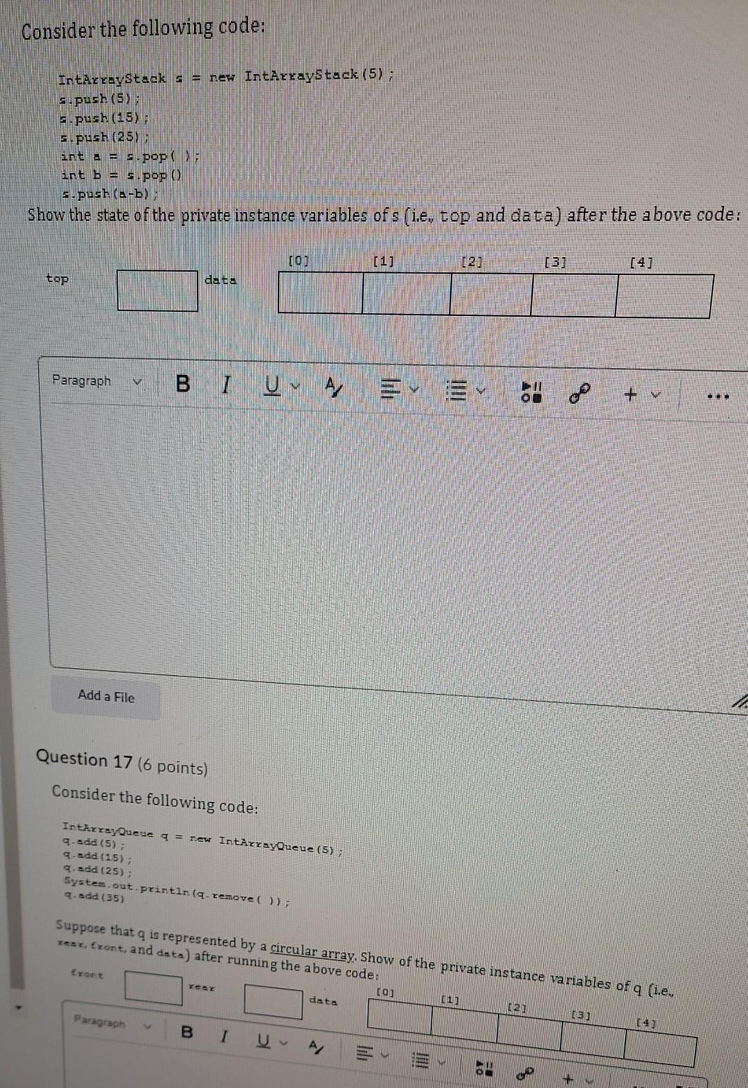 Solved Consider the following code: IntArraystack = = new | Chegg.com