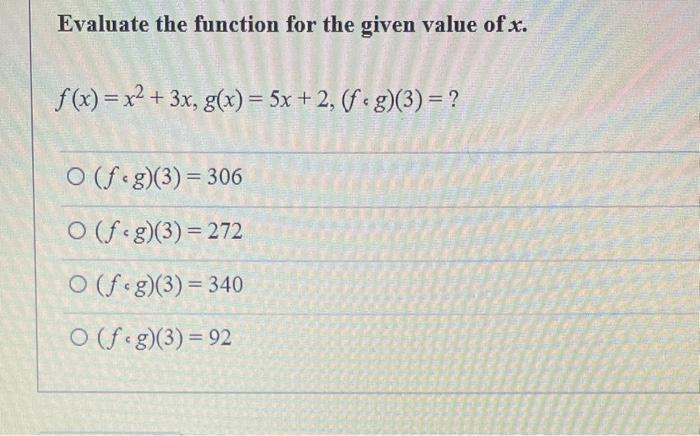 Solved Evaluate the function for the given values of x. | Chegg.com