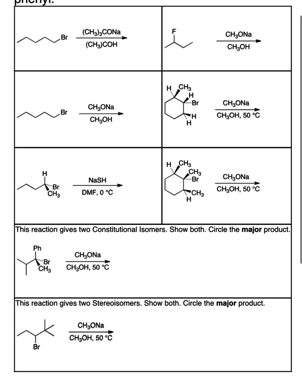 Solved by an EXPERT \table[[→?∼Brrarr(CH3)COH(CH3)3CONa,],[,],[,]]This ...