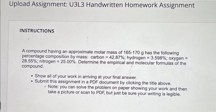 Solved Upload Assignment: U3L3 Handwritten Homework | Chegg.com