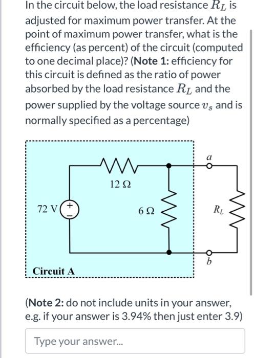 Solved In the circuit below, the load resistance RL is | Chegg.com