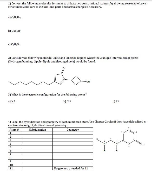 Solved 1) Convert the following molecular formulas to at | Chegg.com