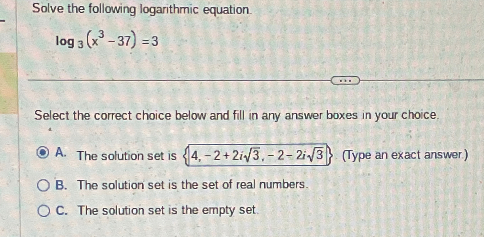 Solved Solve the following logarithmic | Chegg.com