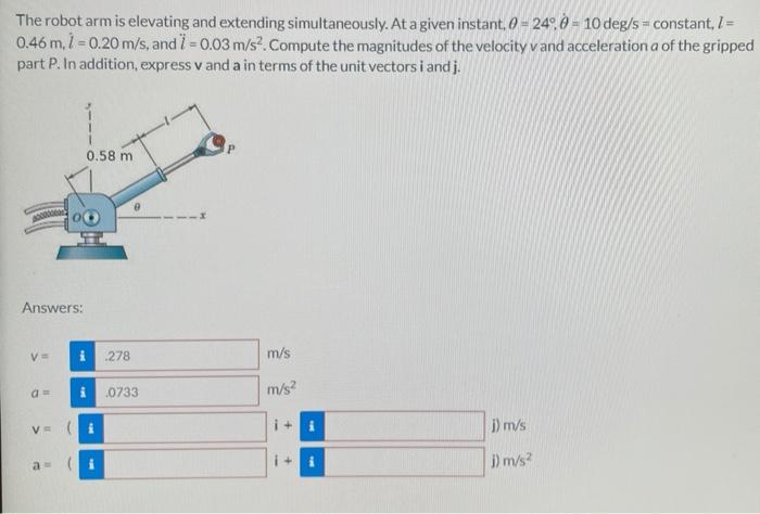 Solved The robot arm is elevating and extending | Chegg.com