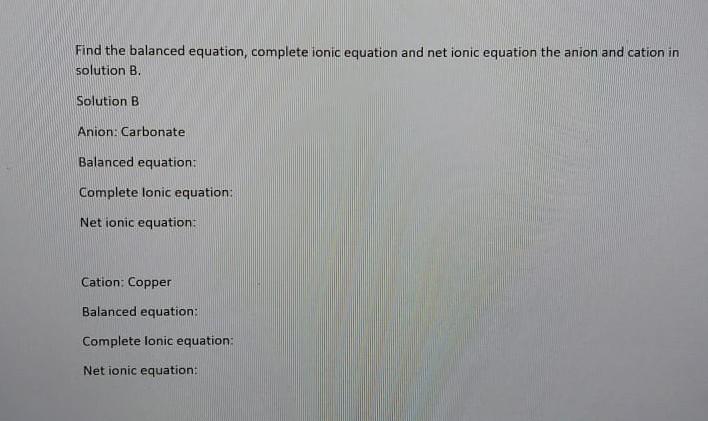 Solved Find the balanced equation, complete ionic equation | Chegg.com