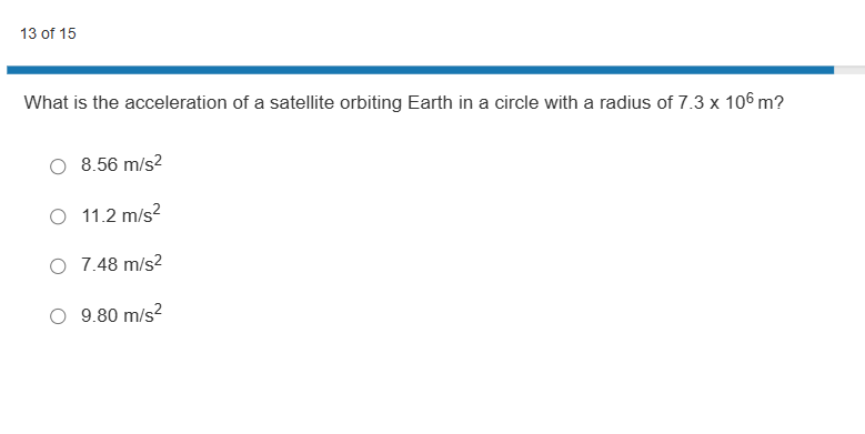 Solved What is ﻿the acceleration of ﻿a satellite orbiting | Chegg.com