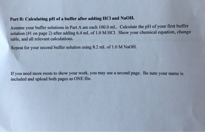 Solved Part B: Adding HCl and NaOH to a buffer solution. | Chegg.com