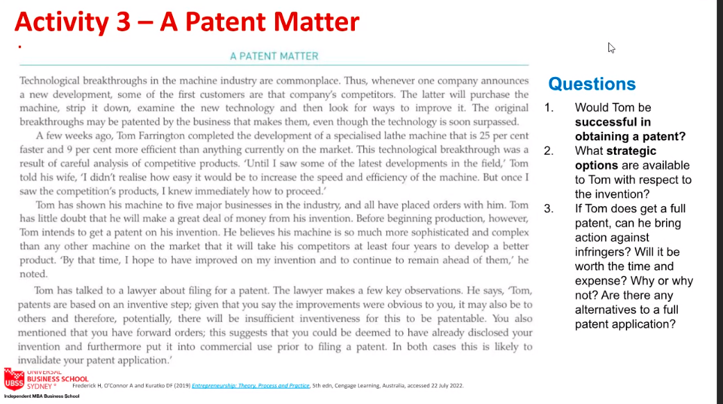 Solved Activity 3-A Patent MatterA PATENT | Chegg.com
