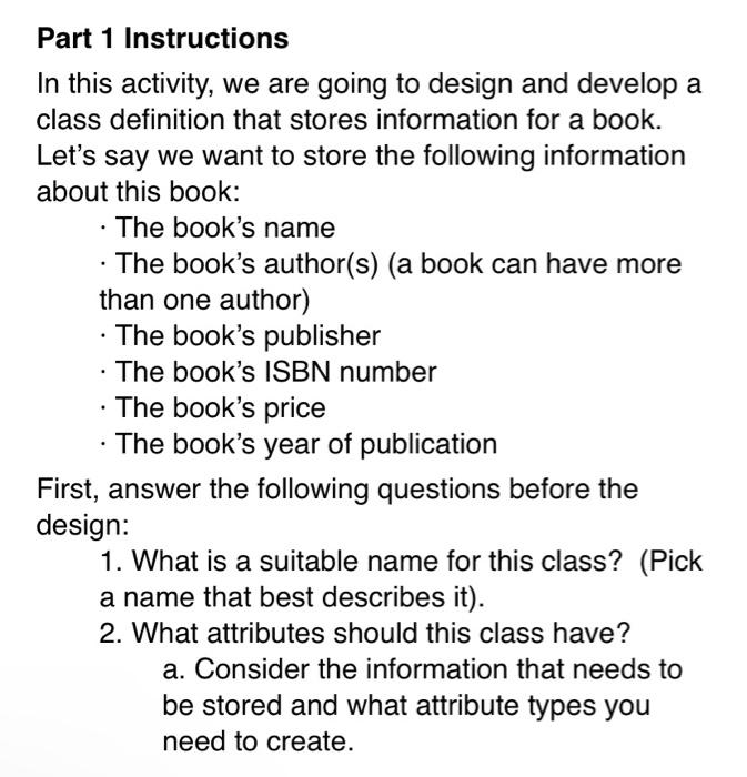 Solved Part 1 Instructions In this activity, we are going to | Chegg.com