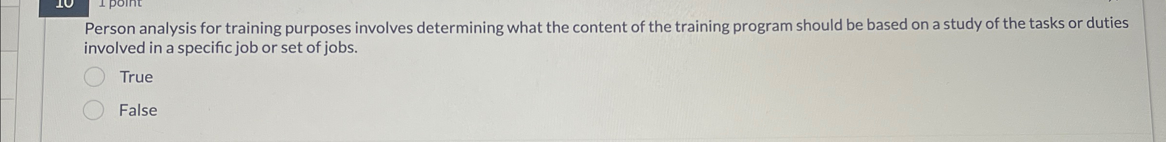 Solved Person analysis for training purposes involves | Chegg.com