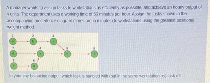 Solved A manager wants to assign tasks to workstations as | Chegg.com
