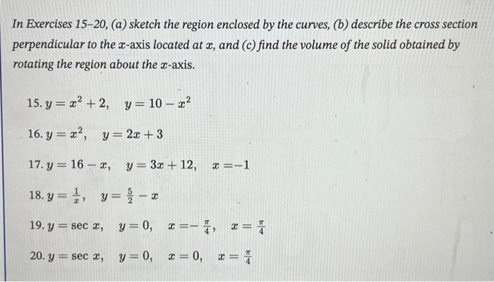 Solved In Exercises 15-20, (a) sketch the region enclosed by | Chegg.com