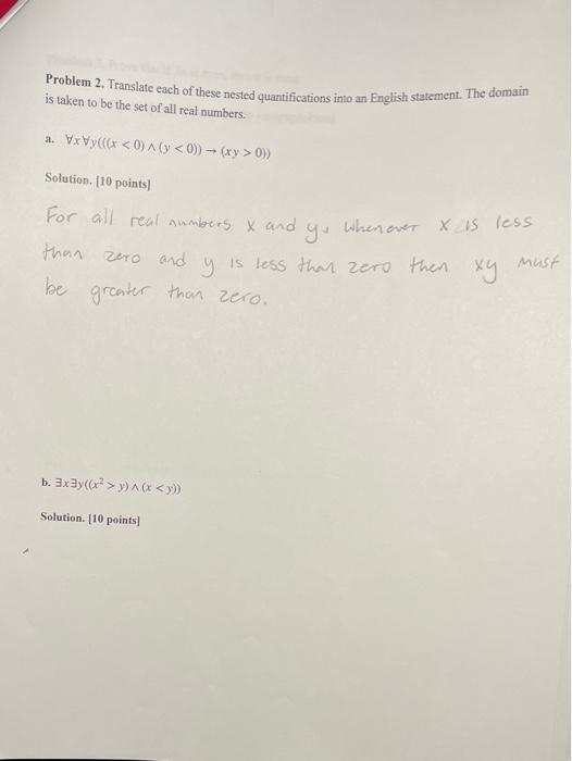 Solved Problem 2. Translate each of these nested | Chegg.com