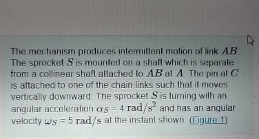 The mechanism produces intermittent motion of link AB | Chegg.com