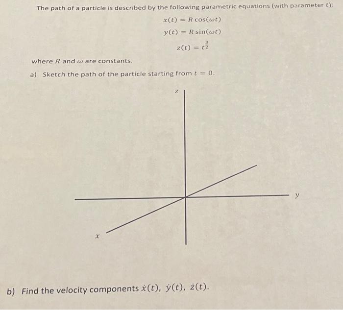 Solved The path of a particle is described by the following | Chegg.com