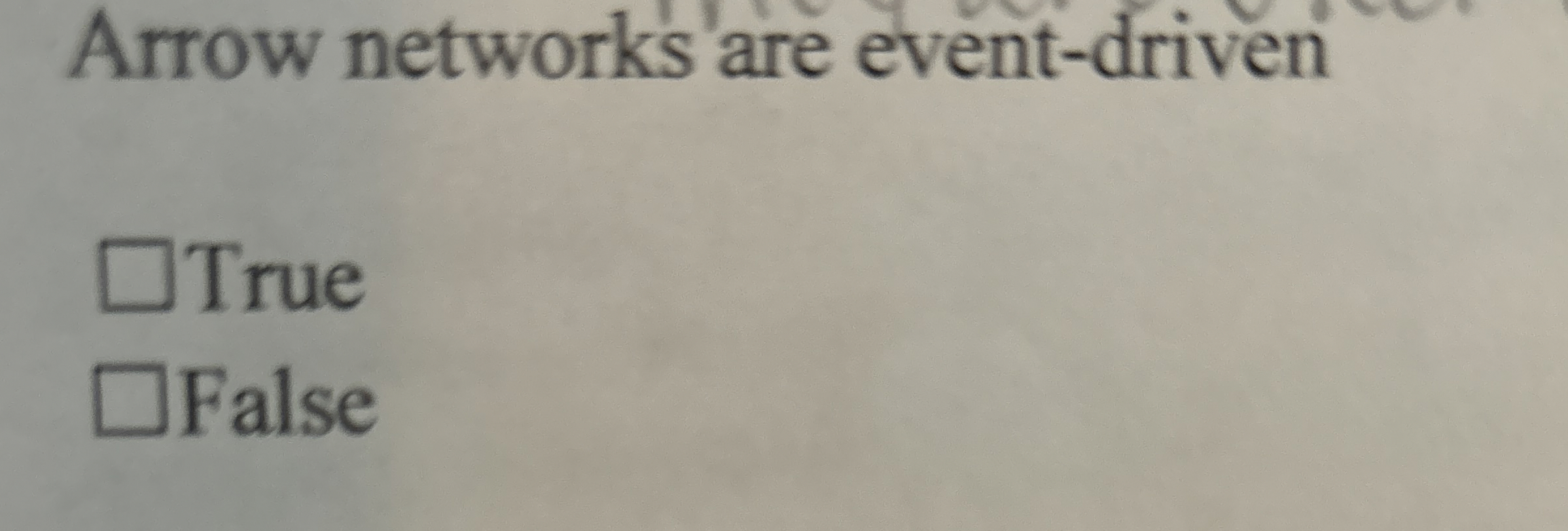 Solved Arrow networks are event-driven ﻿TrueFalse | Chegg.com