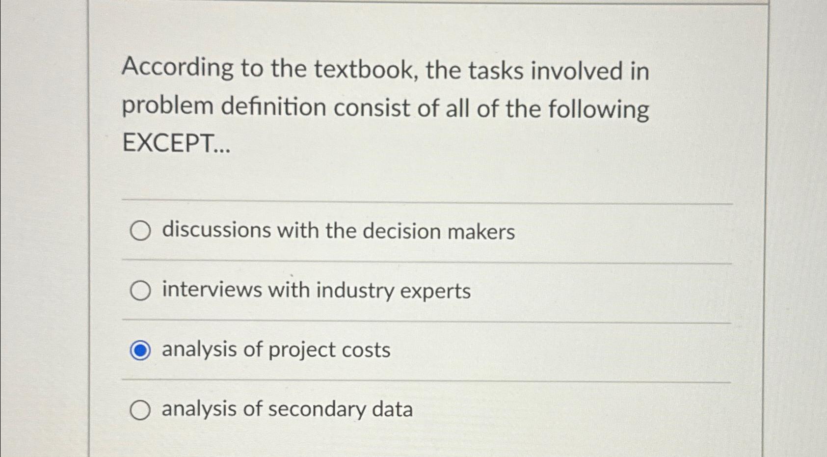 Solved According to the textbook, the tasks involved in | Chegg.com