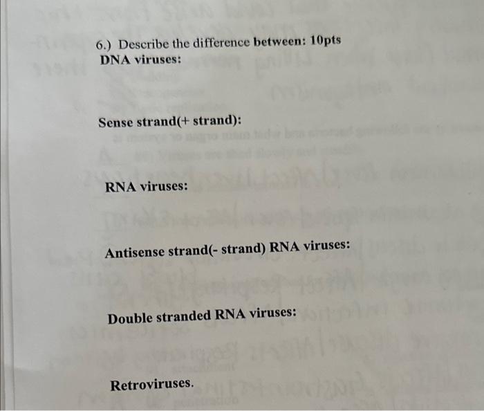 Solved 6.) Describe the difference between: 10pts DNA | Chegg.com