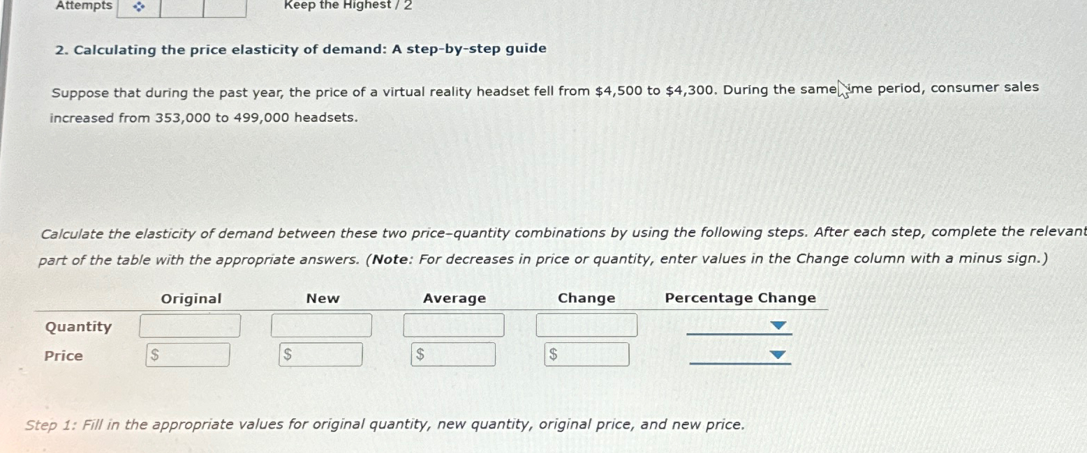 Solved AttemptsKeep the Highest / 22. ﻿Calculating the price | Chegg.com