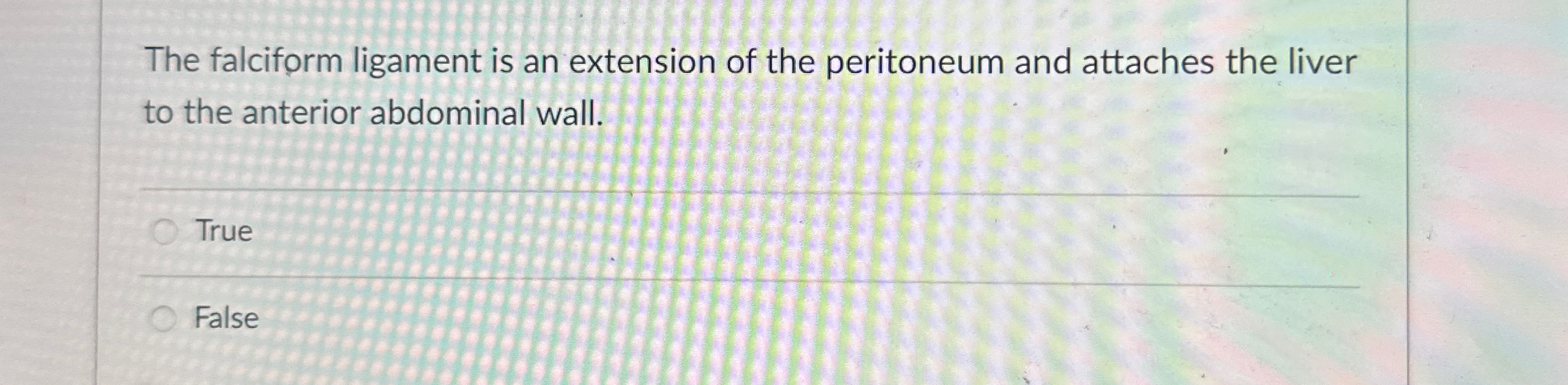Solved The falciform ligament is an extension of the | Chegg.com