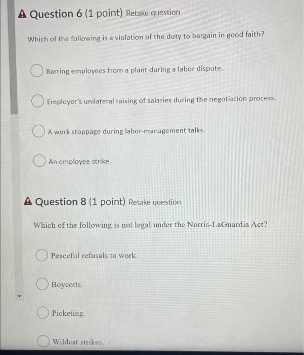 Solved A Question 6 (1 point) Retake question Which of the | Chegg.com