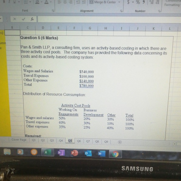 Solved BIU- - -A-E E S Merge & Center - $ - % Formatting | Chegg.com