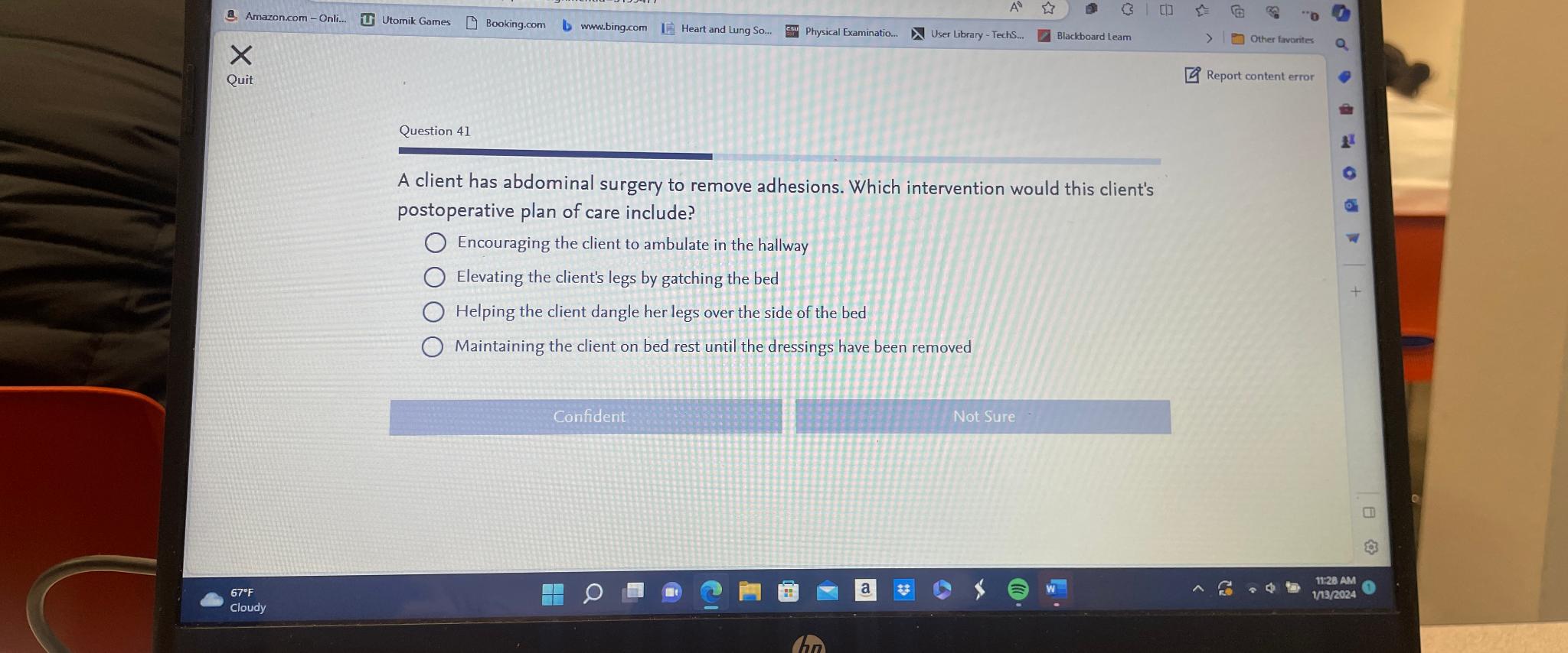 Solved Question 41A client has abdominal surgery to remove | Chegg.com