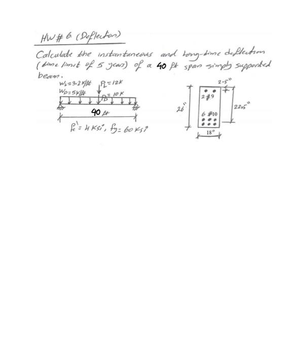 Solved HW # 6 (Deflection) Calculate the instantaneous and | Chegg.com
