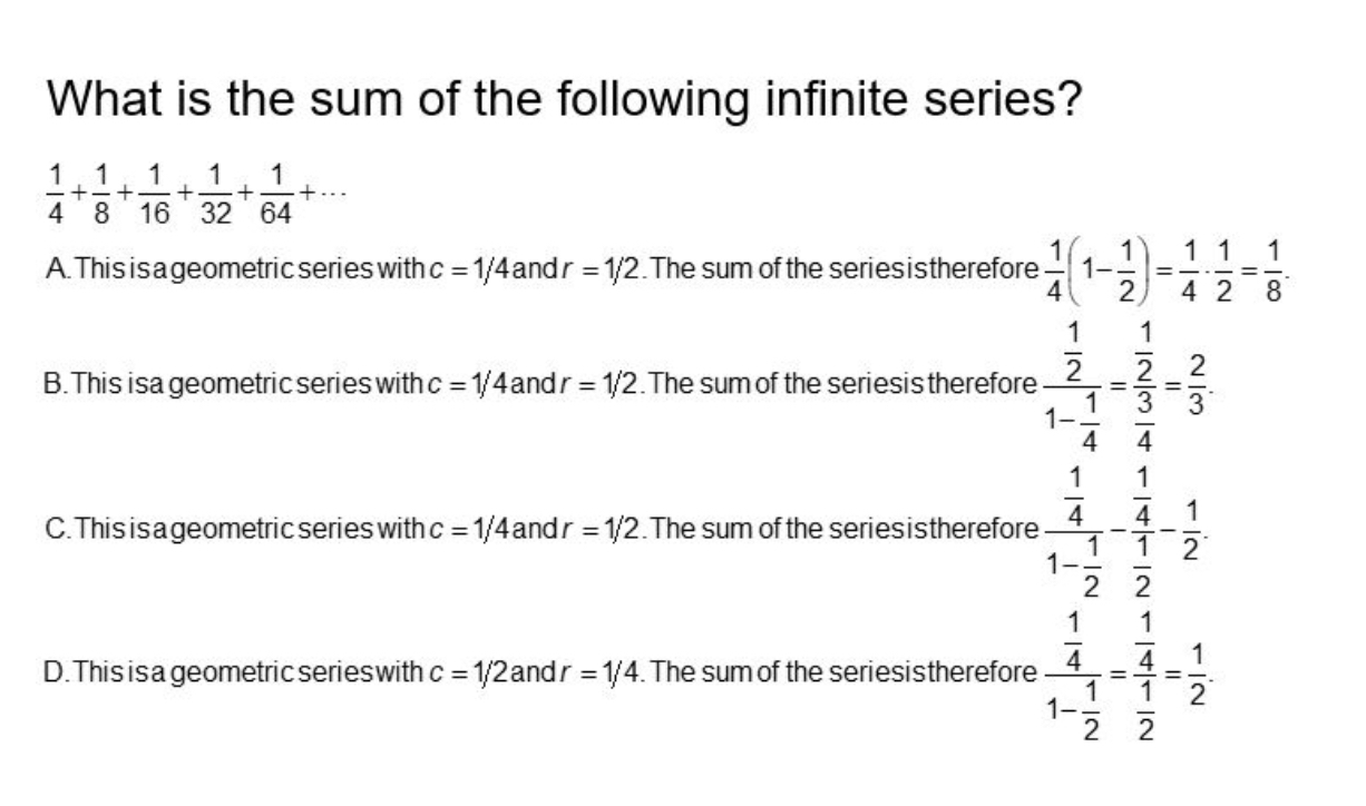 Solved What is the sum of the following infinite | Chegg.com