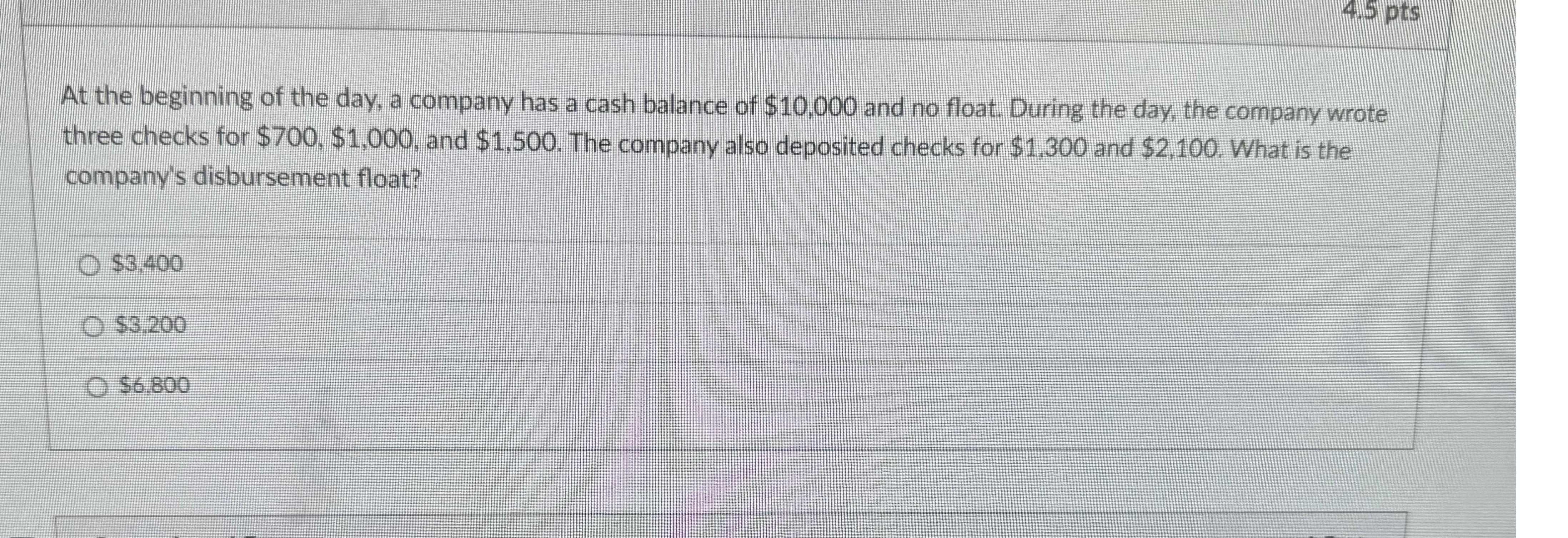 Solved 4.5pts\\nAt the beginning of the day, a company has a | Chegg.com