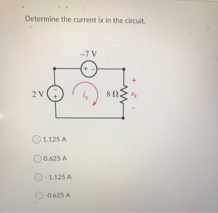 Solved Determine the current ix in the circuit. -7 V + 2 V + | Chegg.com