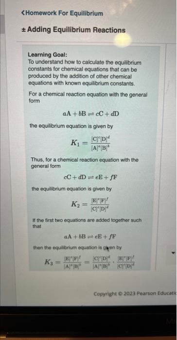 Solved ± Adding Equilibrium Reactions Learning Goal: To | Chegg.com