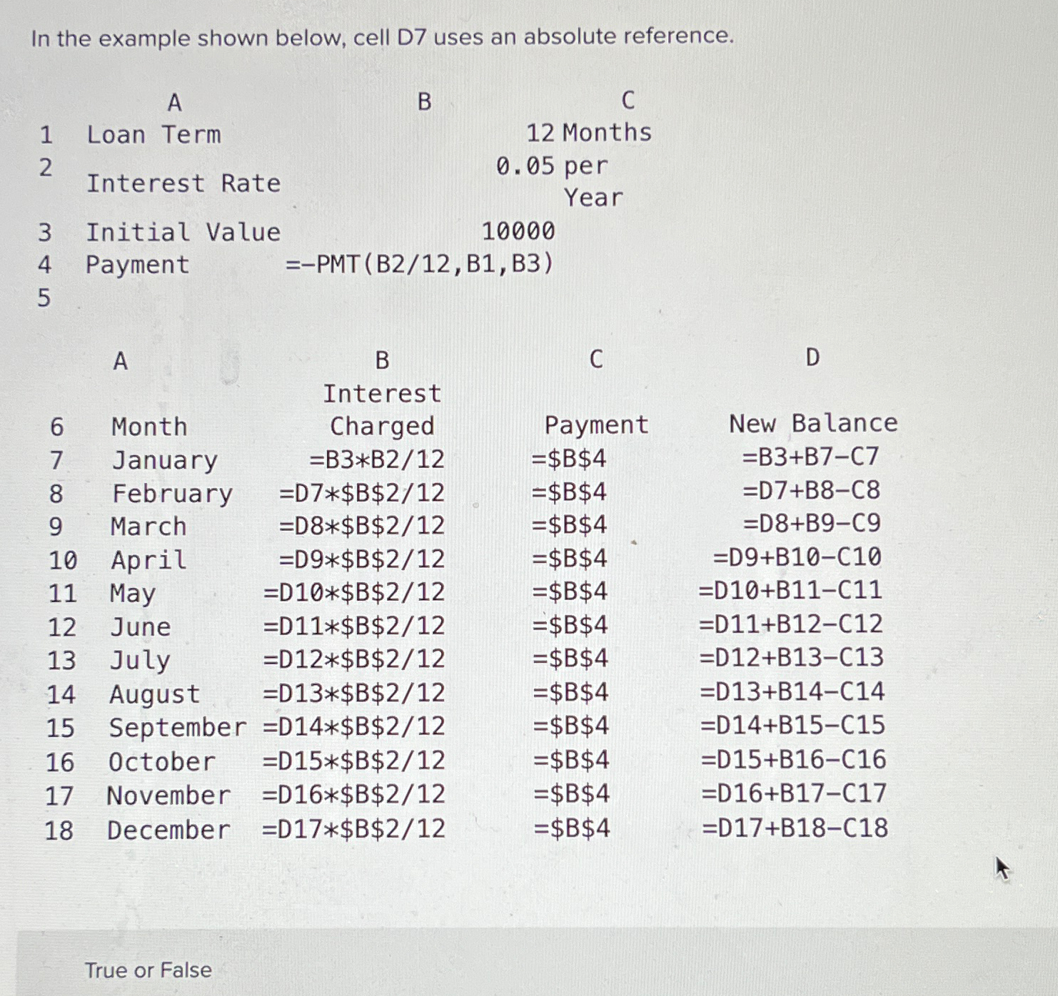Solved In the example shown below, cell D7 ﻿uses an absolute | Chegg.com
