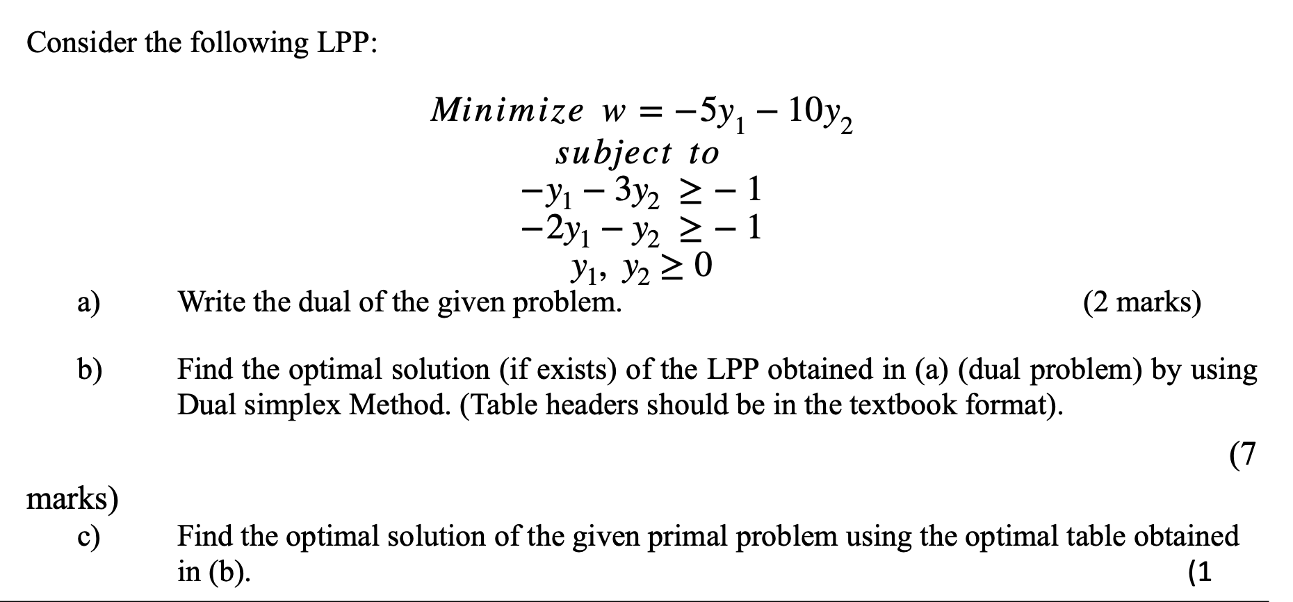 Solved Consider the following LPP:Minimize w | Chegg.com