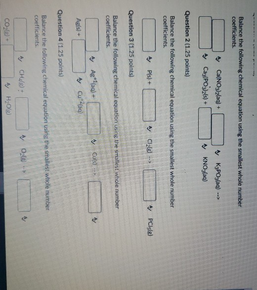 Solved Balance the following chemical equation using the | Chegg.com