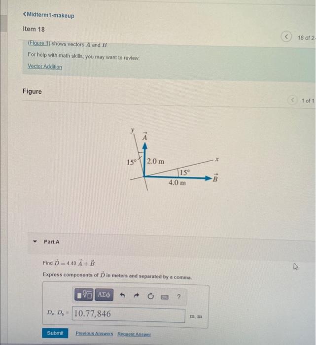 Solved Item 18 (Figure 1) shows vectors A and B. For help | Chegg.com