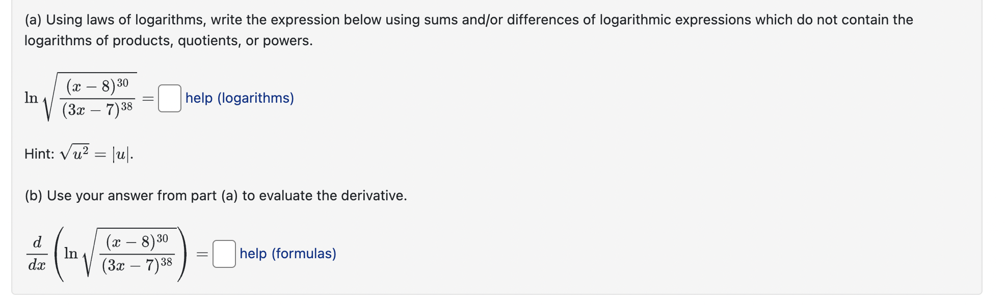 Solved (a) ﻿Using laws of logarithms, write the expression | Chegg.com