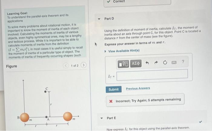 Solved - Part E Now express IC for this object using the | Chegg.com