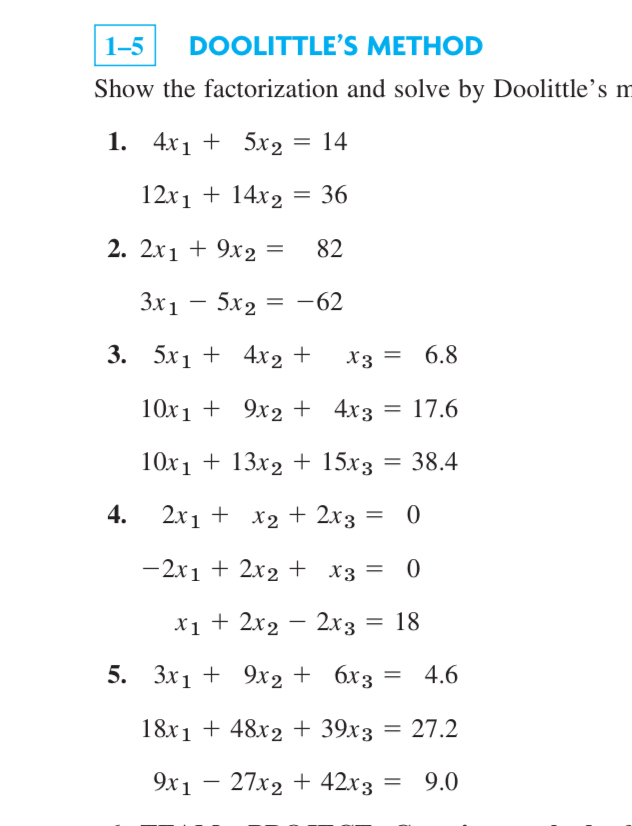 Solved DOOLITTLE'S METHODShow the factorization and solve by | Chegg.com