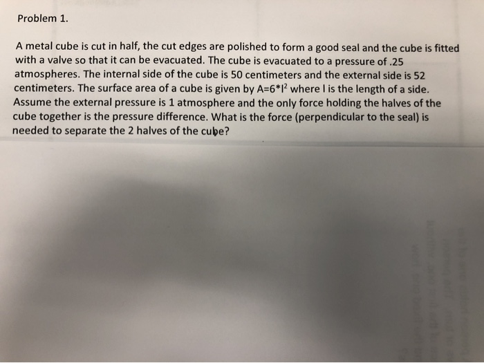 Solved Problem 1. A metal cube is cut in half, the cut edges | Chegg.com