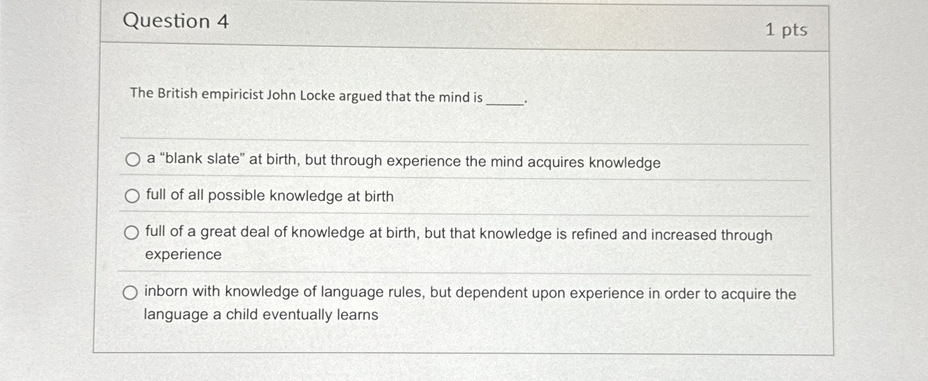 Solved Question 4The British empiricist John Locke argued | Chegg.com