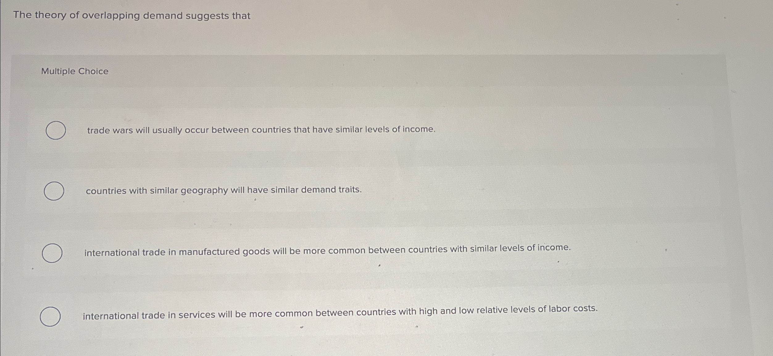 Solved The theory of overlapping demand suggests | Chegg.com