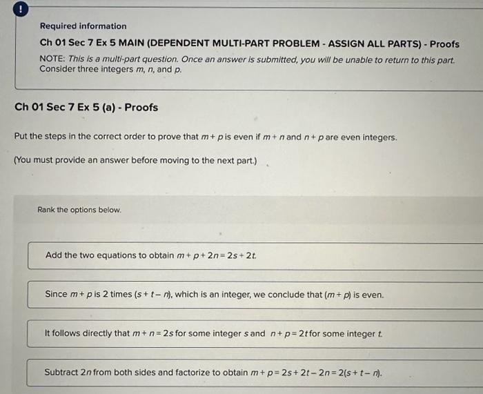 Solved Required information Ch 01 Sec 7 EX 5 MAIN (DEPENDENT | Chegg.com