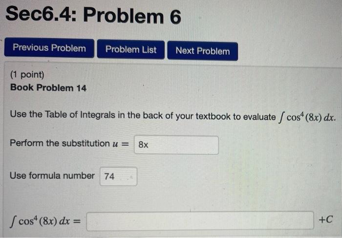 Solved Sec6.4: Problem 5 Previous Problem Problem List Next | Chegg.com