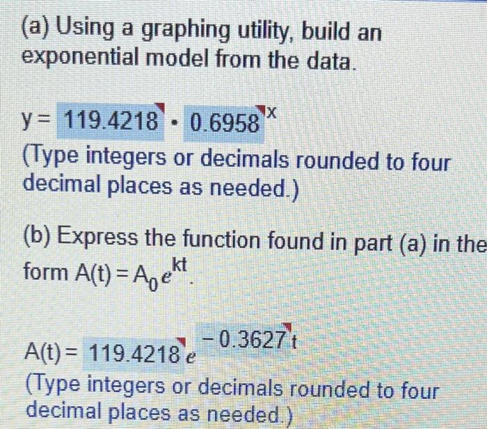 Solved (a) Using a graphing utility, build an exponential | Chegg.com